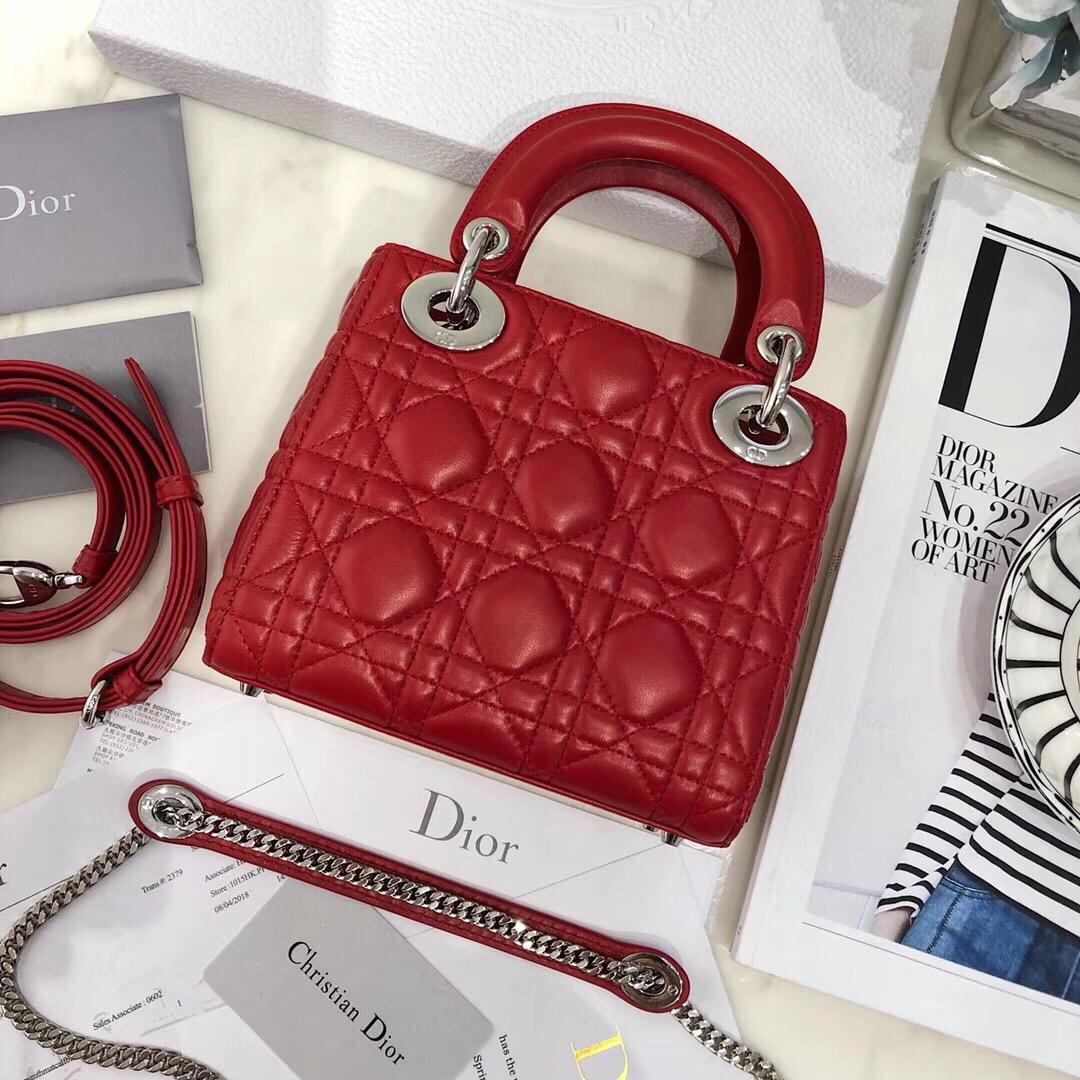 RED LAMBSKIN CHRISTIAN DIOR MINI LADY - Replica Bags and Shoes online ...
