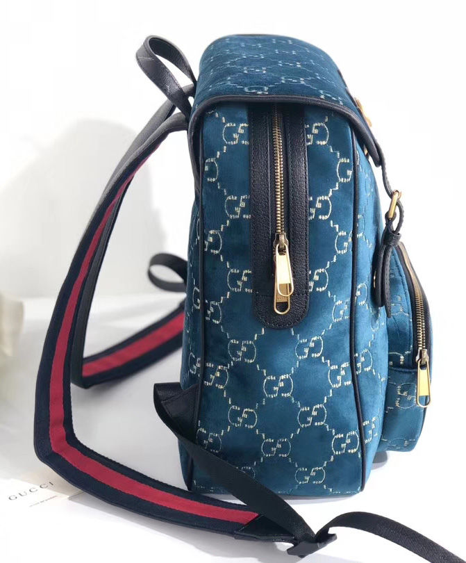 Gucci Small GG velvet backpack Dark Blue - AlimorLuxury