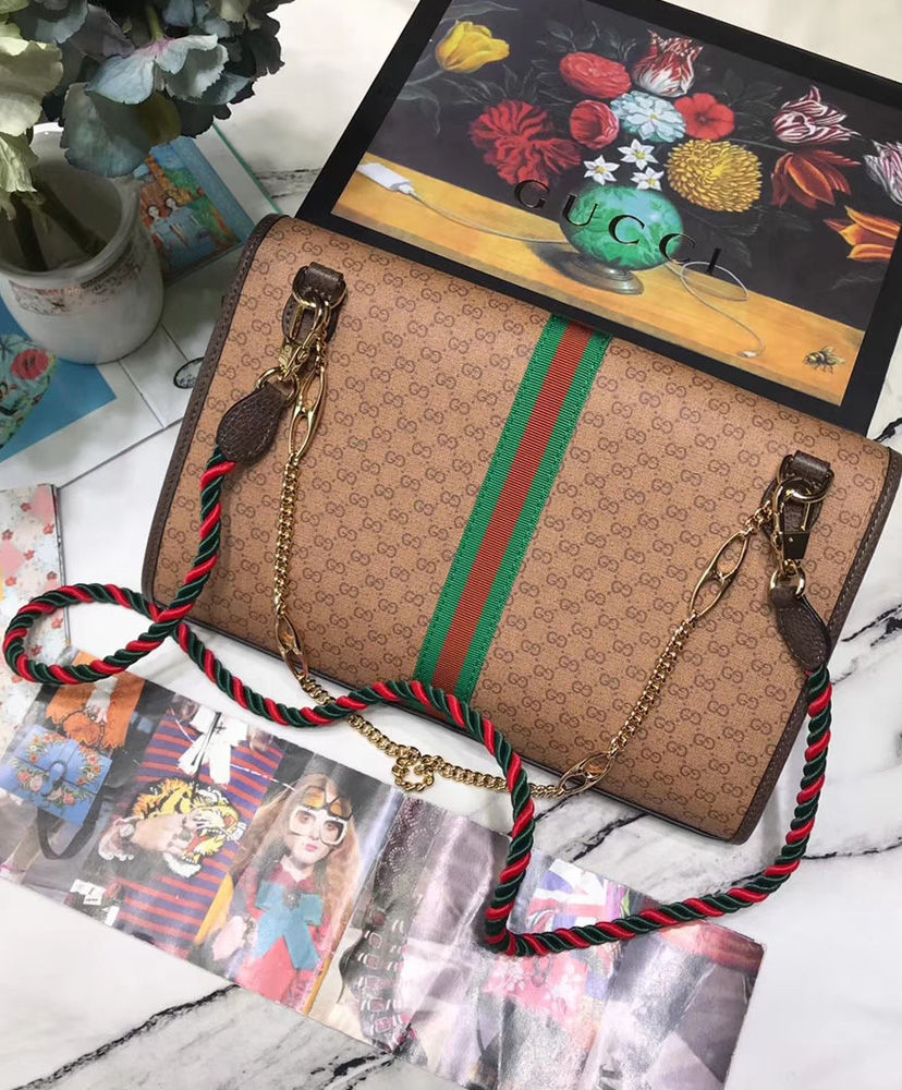 Gucci Rajah GG medium shoulder bag 56469 Coffee - AlimorLuxury