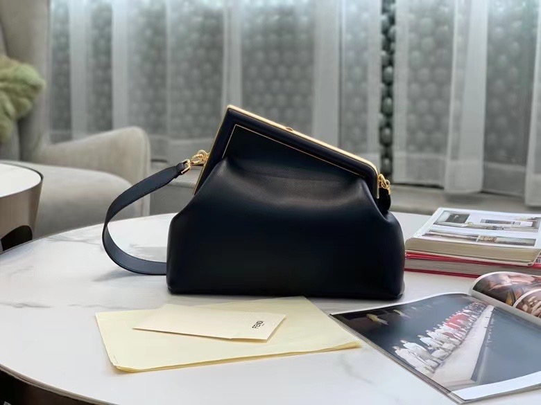 Fendi First Medium Black leather Purse - AlimorLuxury