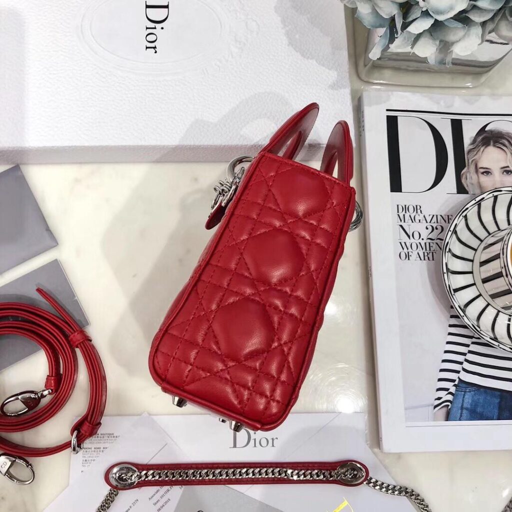 RED LAMBSKIN CHRISTIAN DIOR MINI LADY - AlimorLuxury