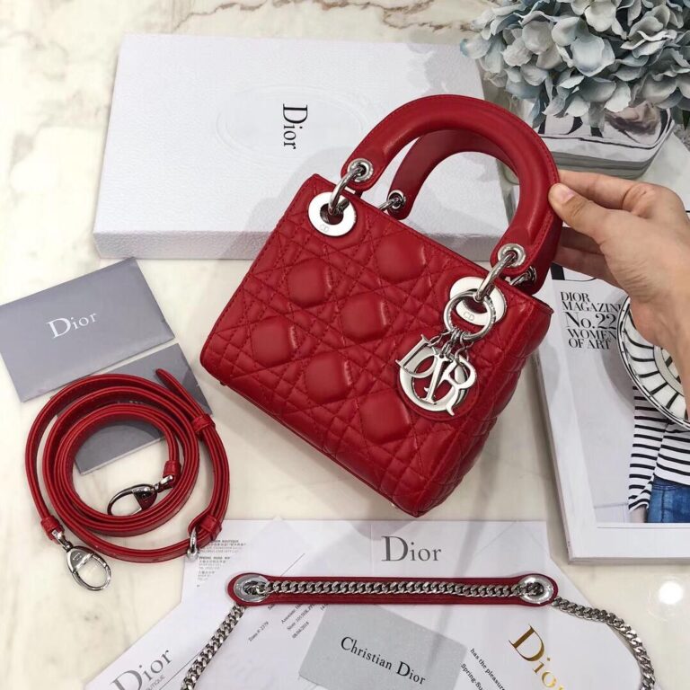 RED LAMBSKIN CHRISTIAN DIOR MINI LADY - Replica Bags and Shoes online ...