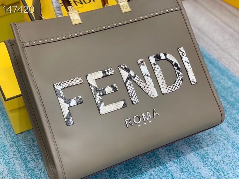 Fendi Sunshine Grey Medium Shopper Bag - AlimorLuxury