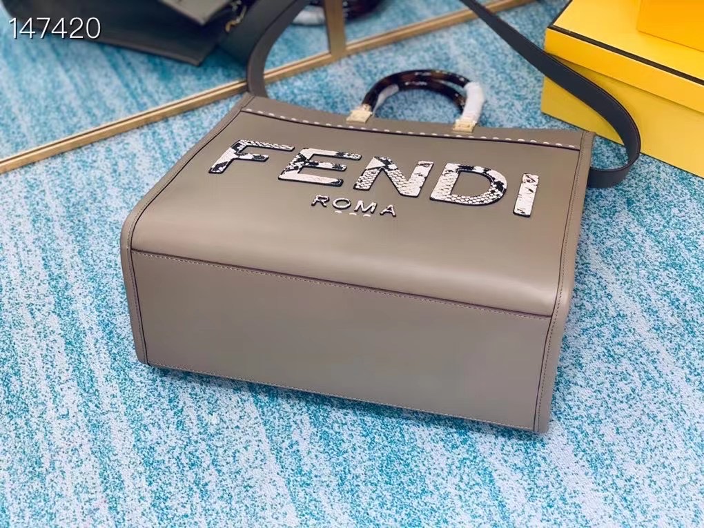 Fendi Sunshine Grey Medium Shopper Bag - AlimorLuxury