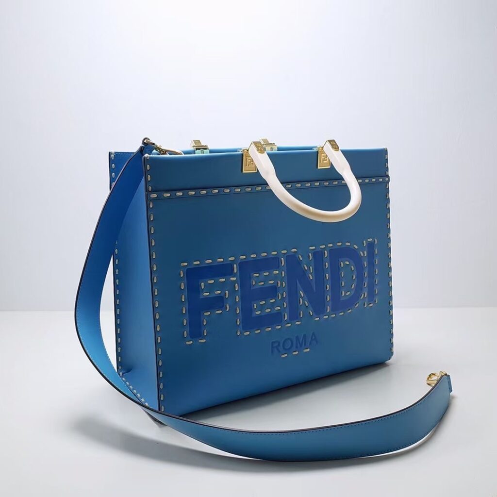 Fendi Sunshine Medium Blue shopper Bag - AlimorLuxury