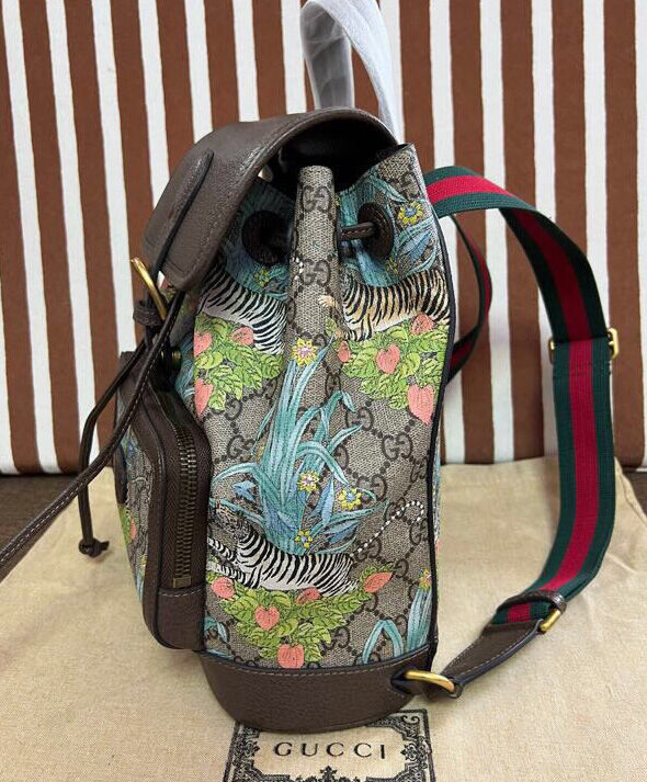 Gucci Tiger GG Backpack 674147 Green - AlimorLuxury
