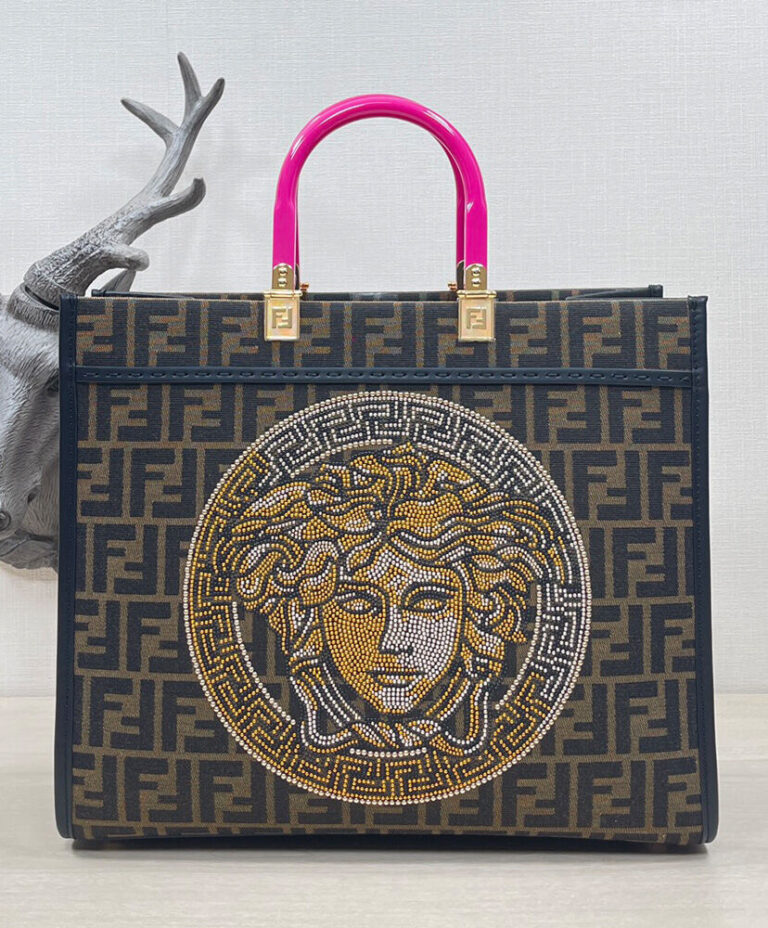 Fendi Fendace Sunshine Medium Tote Bag Coffee - AlimorLuxury