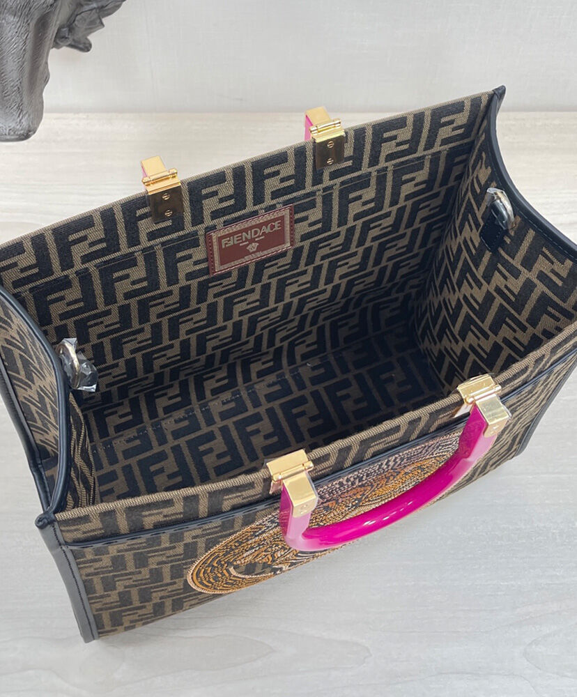 Fendi Fendace Sunshine Medium Tote Bag Coffee - Replica Bags and Shoes ...