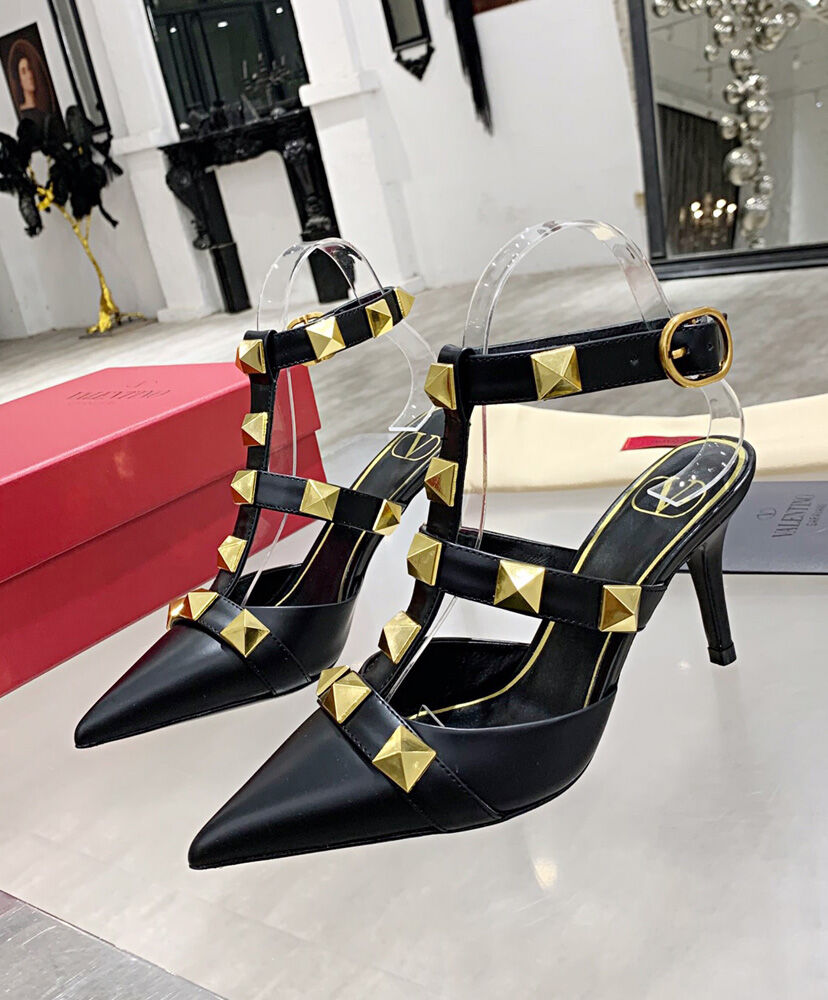 Valentino Women's Roman Stud Calfskin Pump 80 MM - AlimorLuxury