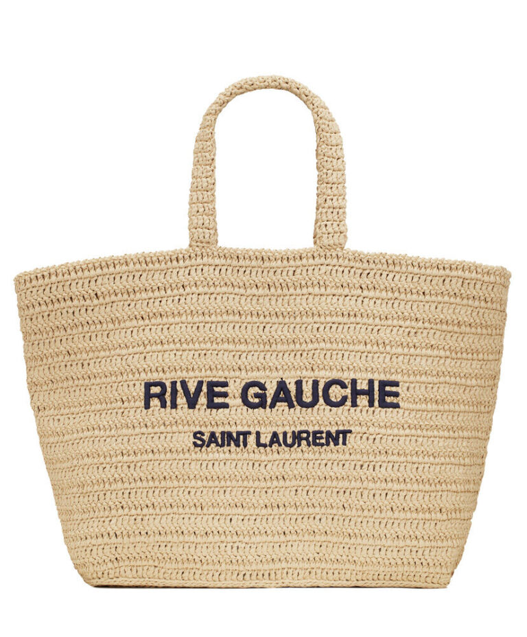 Saint Laurent Rive Gauche Supple Tote Bag In Raffia Crochet Apricot ...