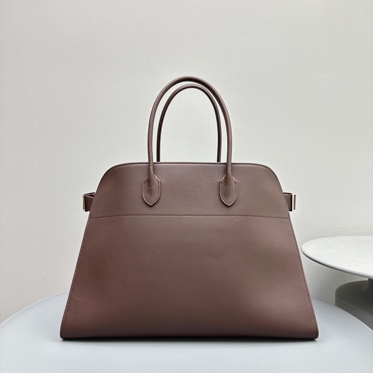 The Row Chocolate Margaux 17 Bag in Leather - Replica Bags and Shoes ...